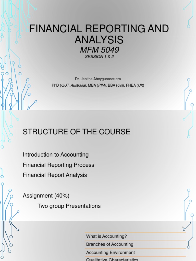 Financial Reporting and Analysis Overview | PDF | Debits And Credits | Business Economics