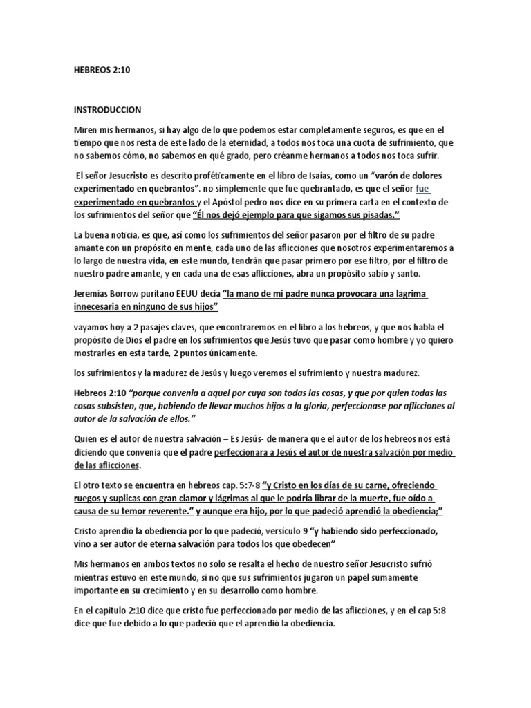 Hebreos 2 | PDF | Jesús | Cristo (título)