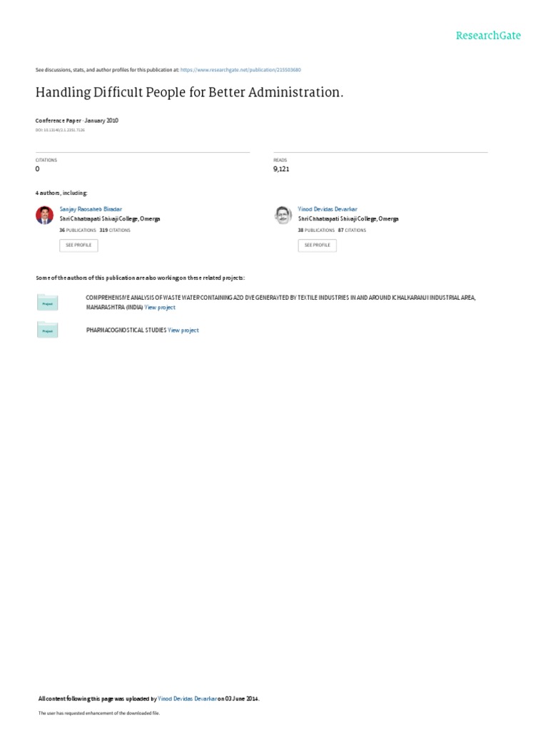 Handling Difficult People For Better Administration | PDF | Attitude ...