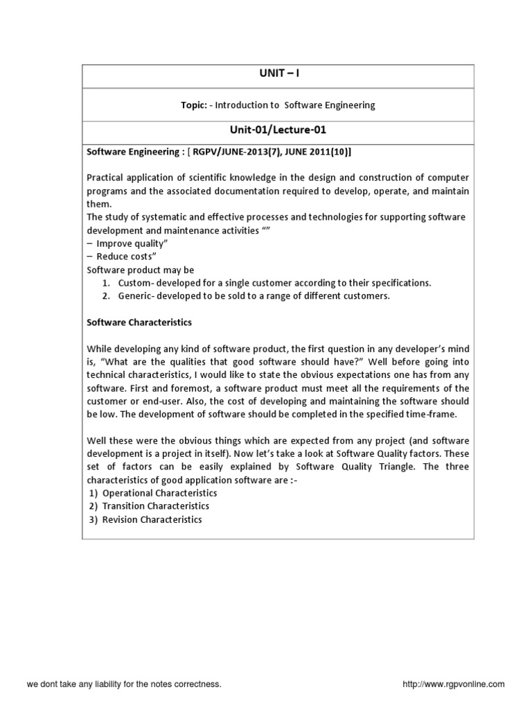 Notes Sepm Unit 1 | PDF | Component Based Software Engineering ...