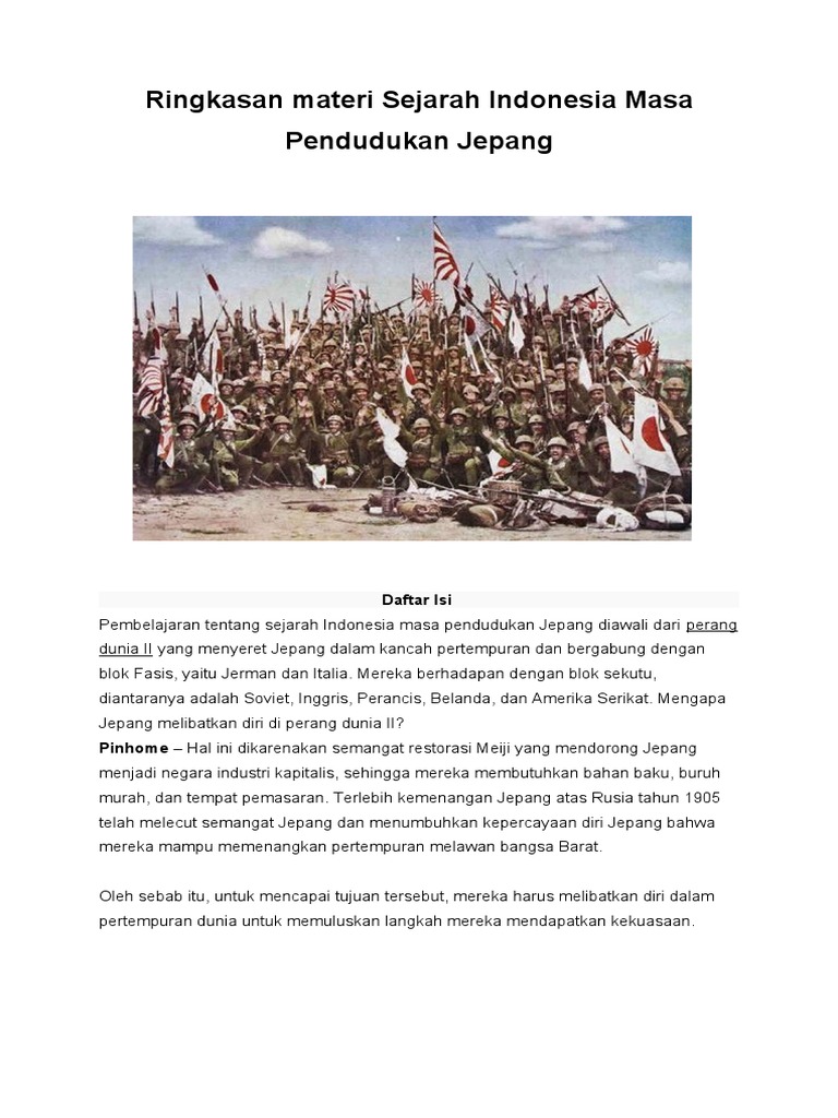MAKALAH Ringkasan Materi Sejarah Indonesia Masa Pendudukan Jepang | PDF ...