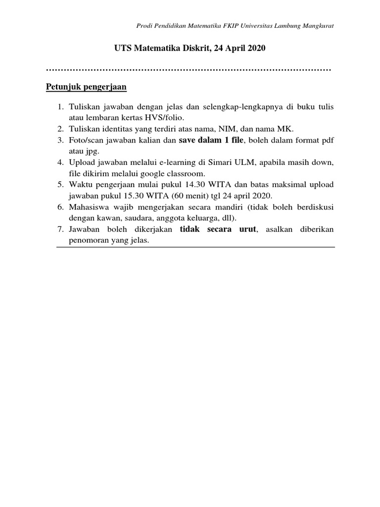 Soal UTS Matematika Diskrit | PDF
