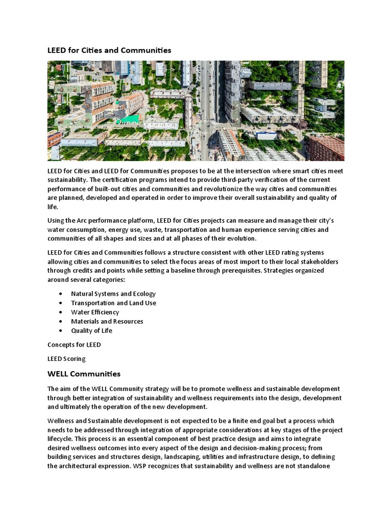 LEED For Cities and Communities & WELL Communities | PDF