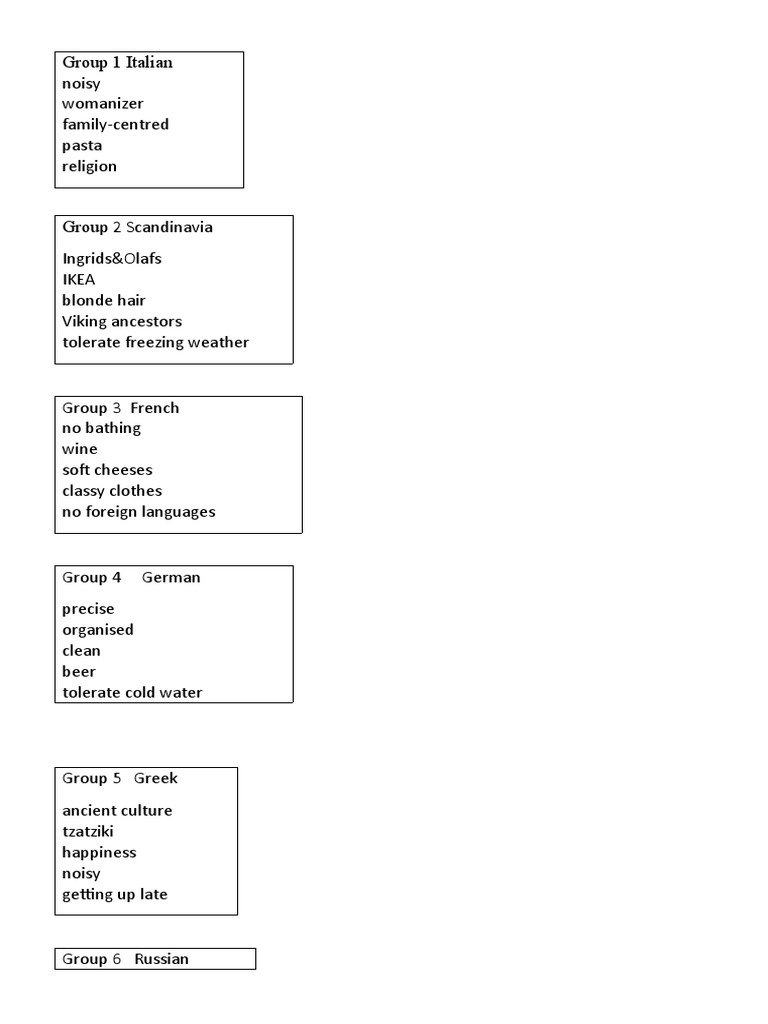 National Stereotypes | PDF | Cooking, Food & Wine