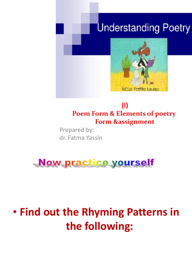 Understanding Poetry (I) Poem Form Elements of Poetry Assignment | PDF