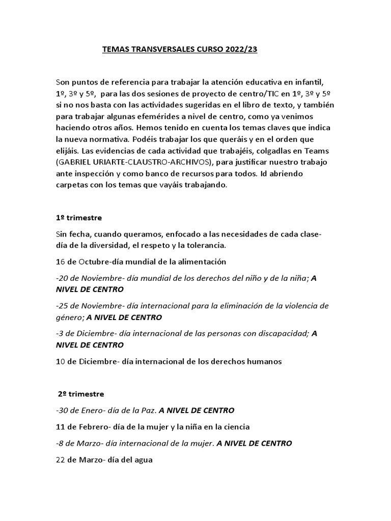 Temas Transversales 22 23 | PDF