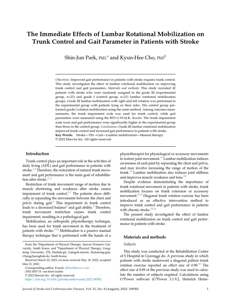 The Immediate Effects of Lumbar Rotational Mobilization On Trunk ...