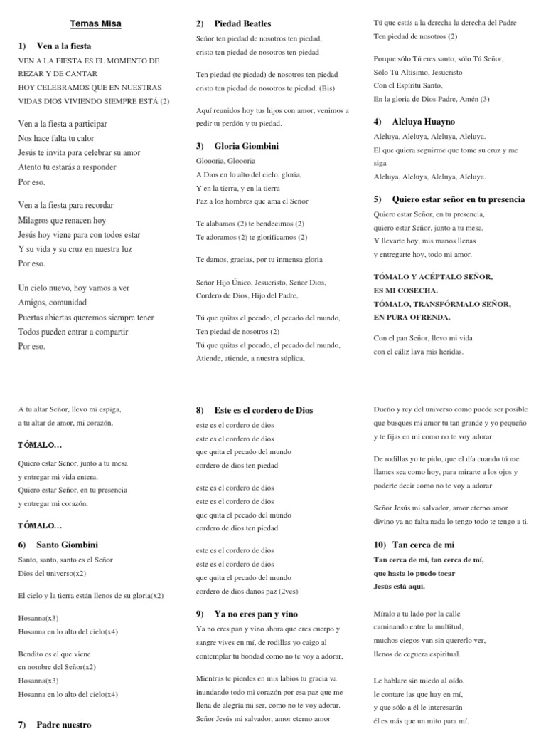 Canciones para Misa Católica | PDF | Cristo (título) | Misa (liturgia)