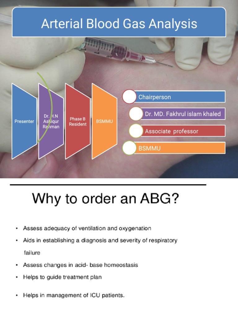 Arterial Blood Gas Analysis: Chairperson Dr. MD. Fakhrul Islam Khaled ...