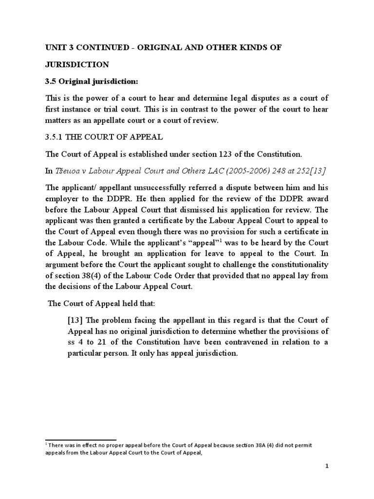 Jurisdiction Types in Court of Appeal | PDF | Appellate Court | Appeal
