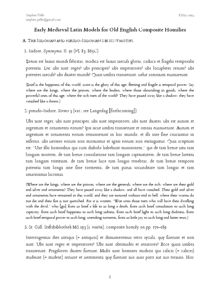 Early Medieval Latin Models For Old Engl | PDF | Foreign Language ...