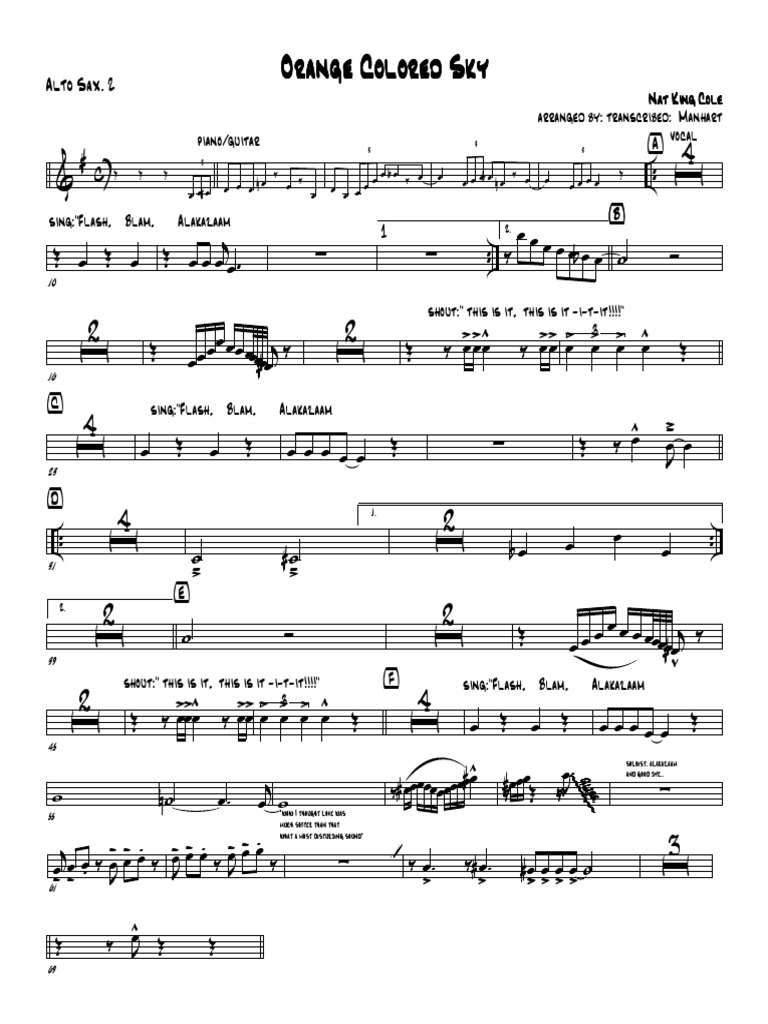 ORANGE COLORED SKY JAZZ ENS - Alto Sax 2 | PDF