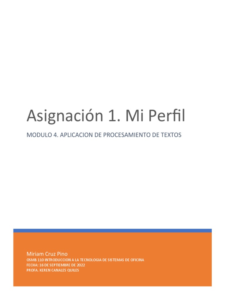 Módulo 4. Asignación 1. Mi Perfil | PDF