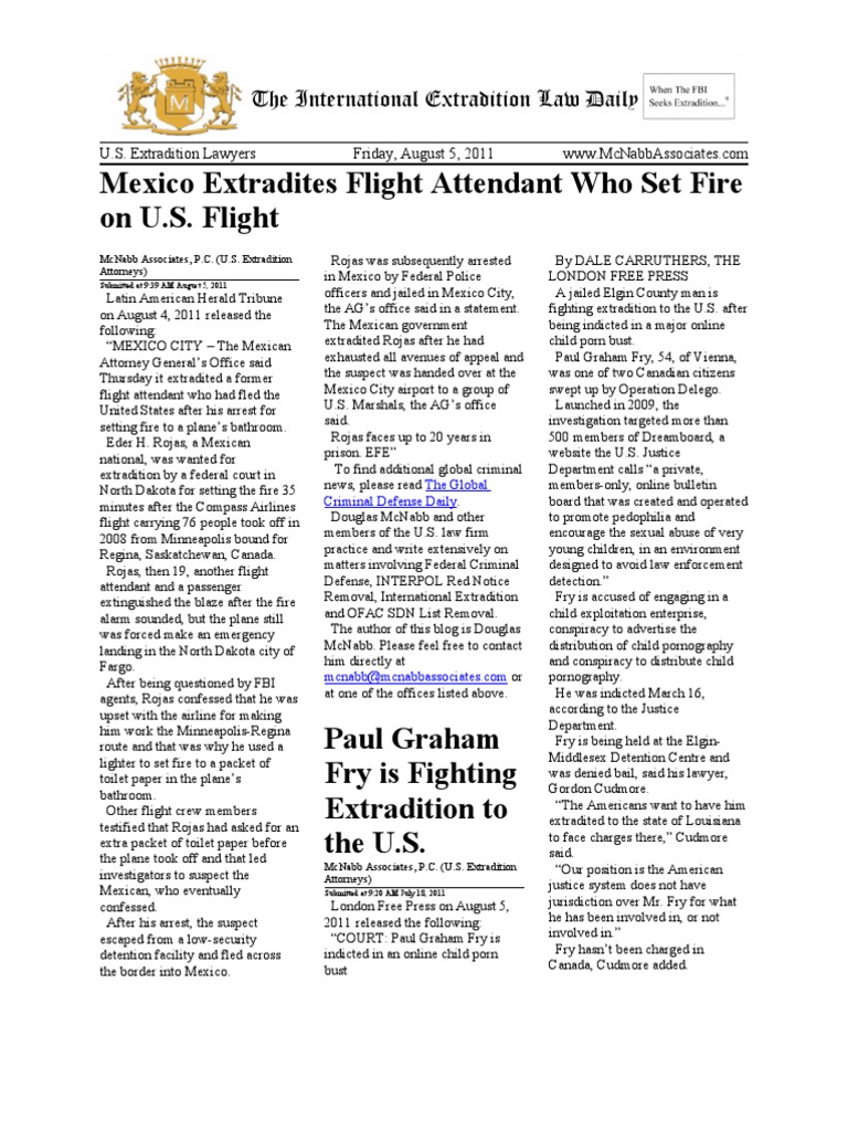 August 5, 2011 - The International Extradition Law Daily | PDF | Child ...