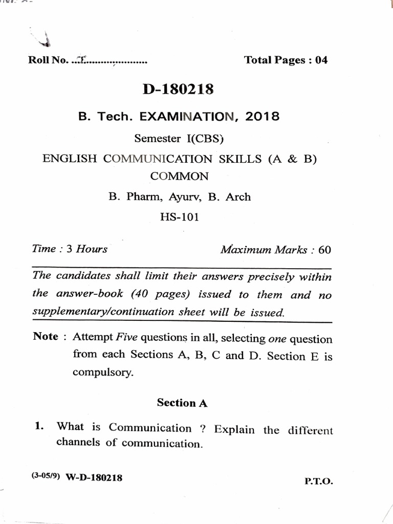 HS-101 Previous Years QP | PDF | Phonetics | Human Voice