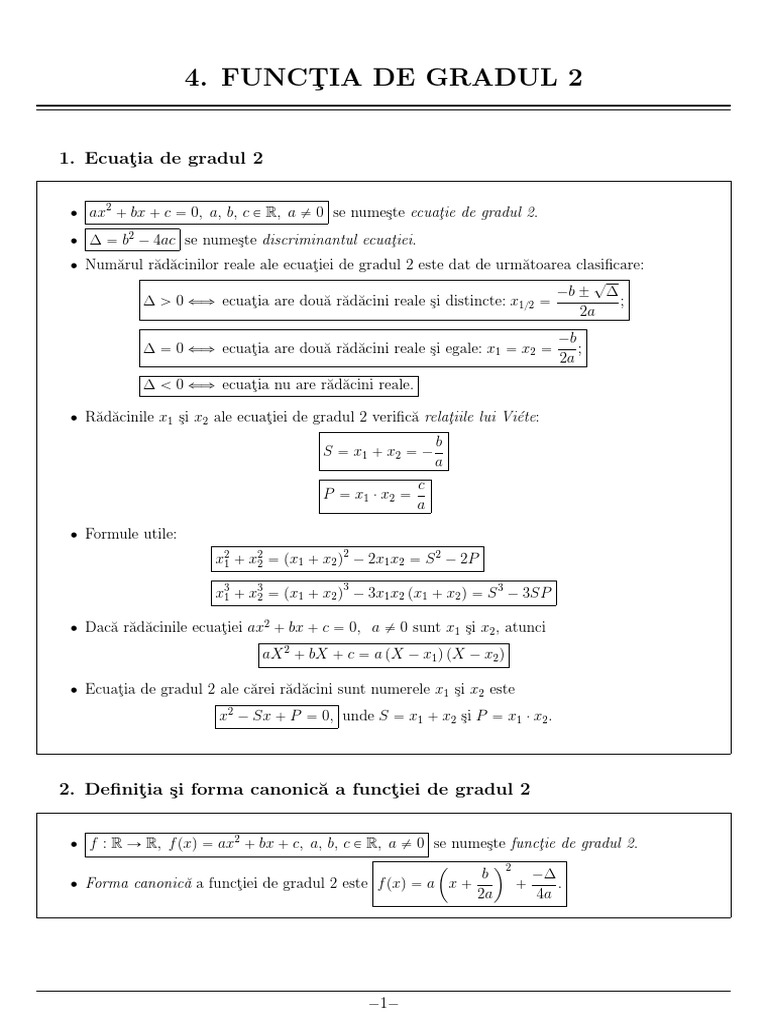 Functia de Gradul 2 | PDF