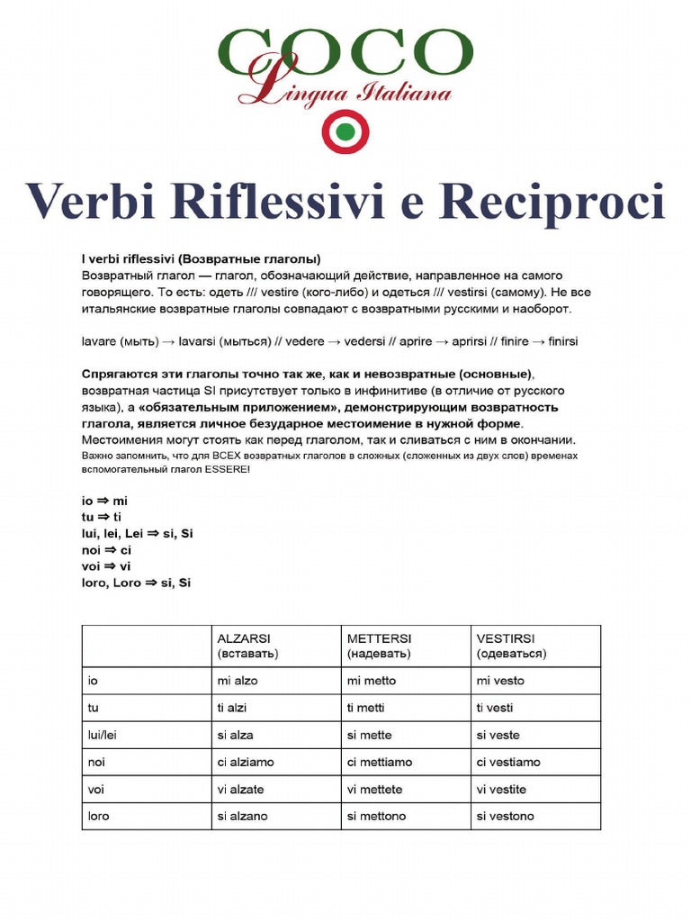 1 Verbi Riflessivi | PDF