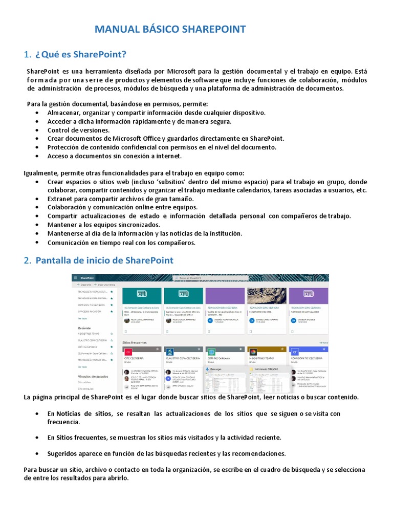 SharePoint Manual Basico | PDF | Gestión de registros | Compartir punto