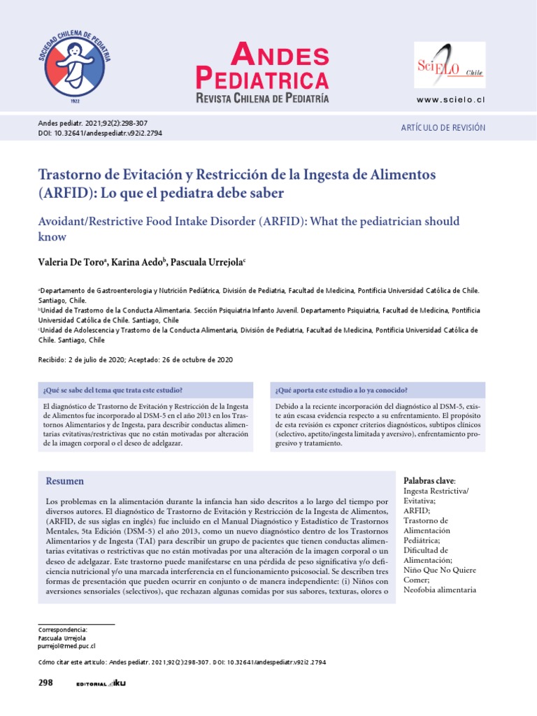 ARFID: Guía para Pediatras | PDF | Nutrición | Dieta y nutrición