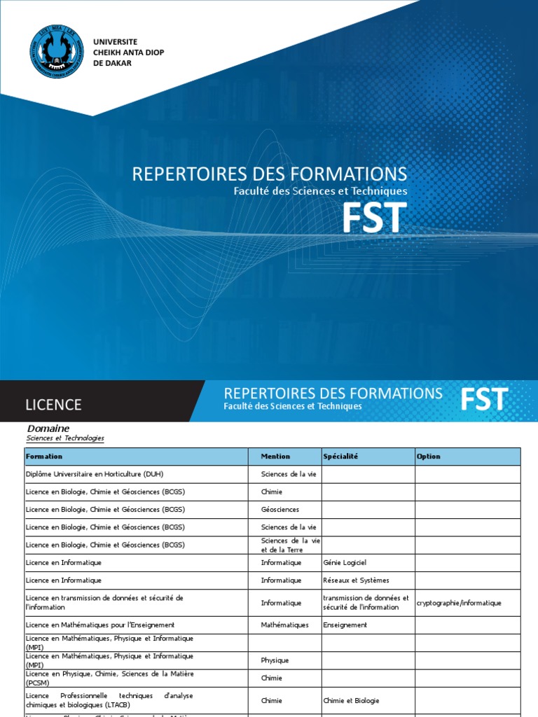 Ucad FST Repertoire | Descargar gratis PDF | Enseignement des ...