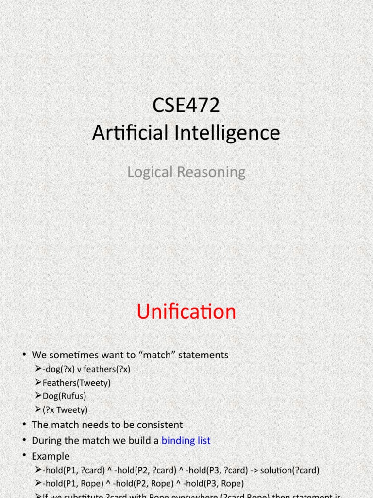 l3 Logical Reasoning - Unification | PDF | Mathematical Logic | Logic