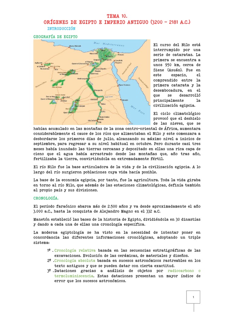 Tema 10. Orígenes de Egipto e Imperio Antiguo (3200 - 2181 A.c.) | PDF ...