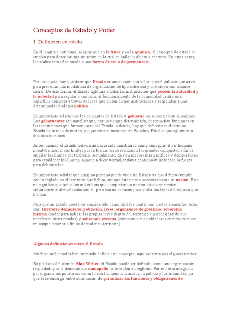 Conceptos de Estado y Poder | PDF | Estado (política) | Nación
