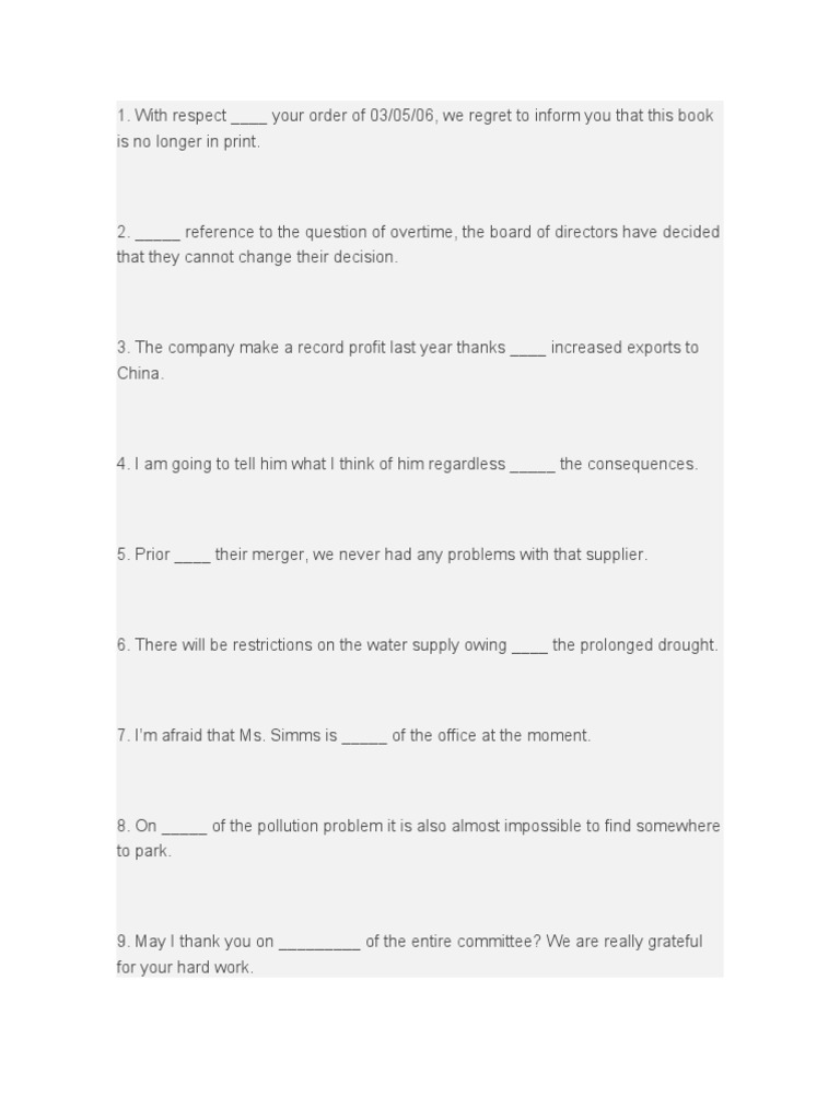 Advanced Prepositions | PDF