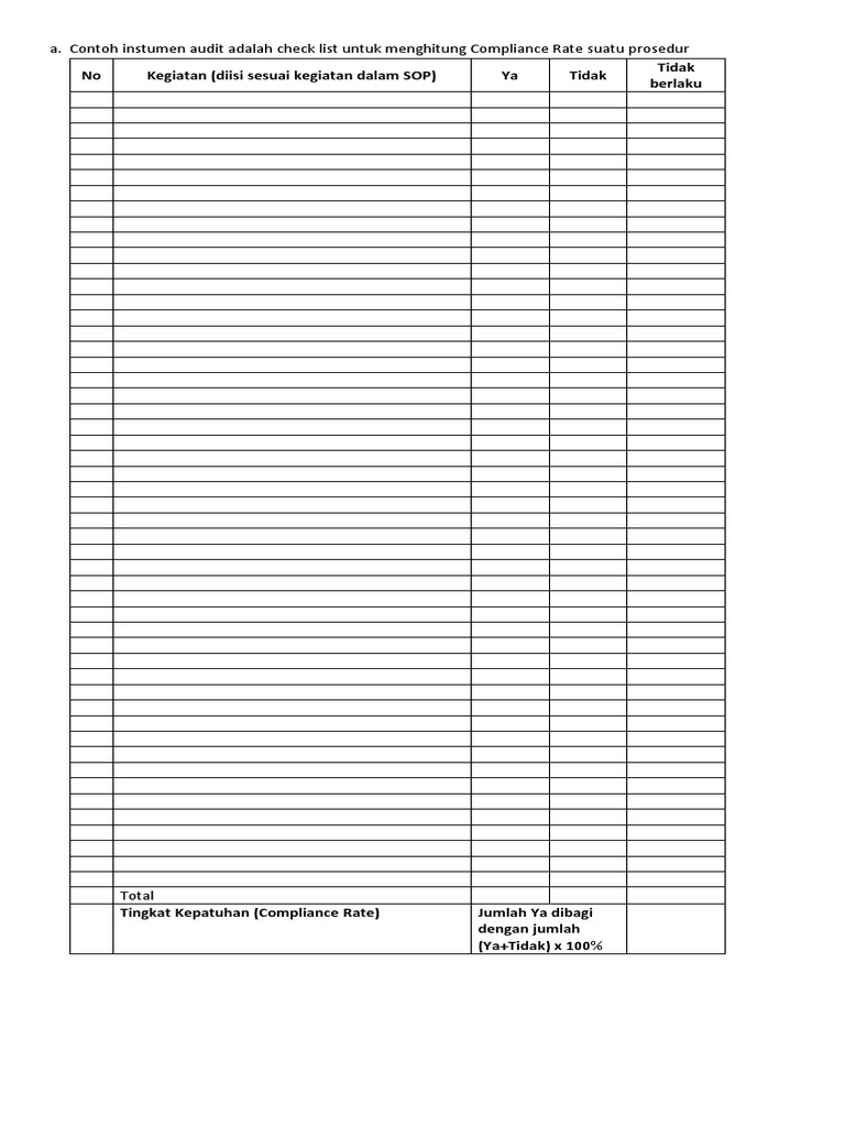 Tegak Contoh Instumen Audit Adalah Check List Untuk Menghitung ...