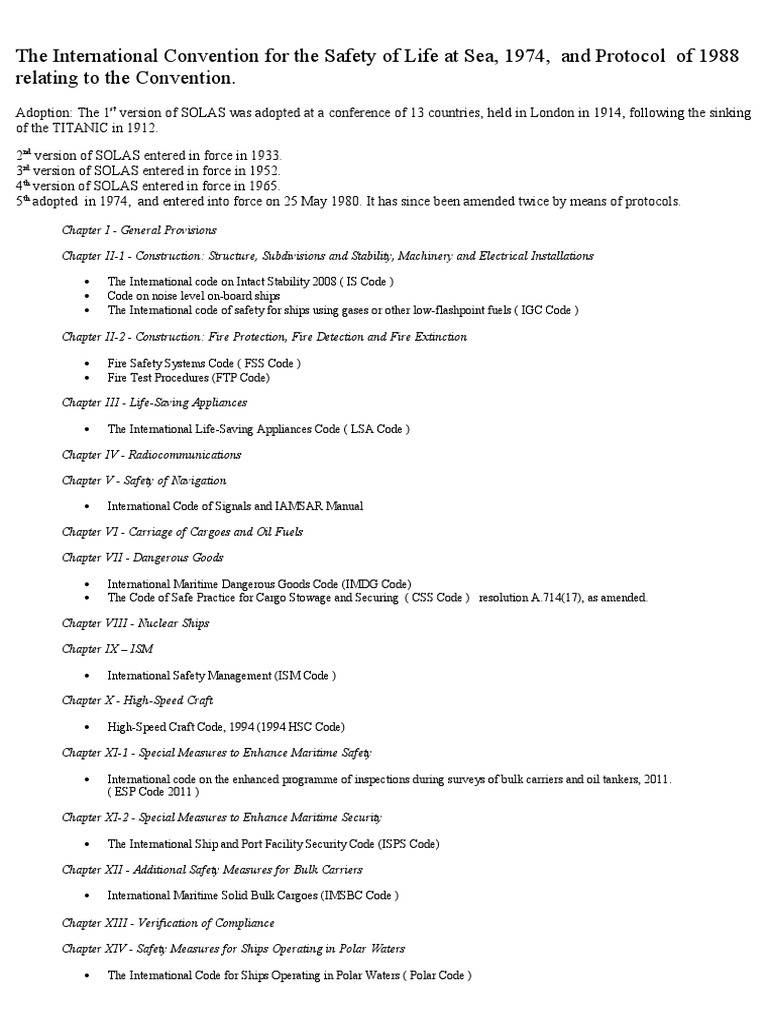 Solas 1974 | Download Free PDF | Ships | Freight Transport
