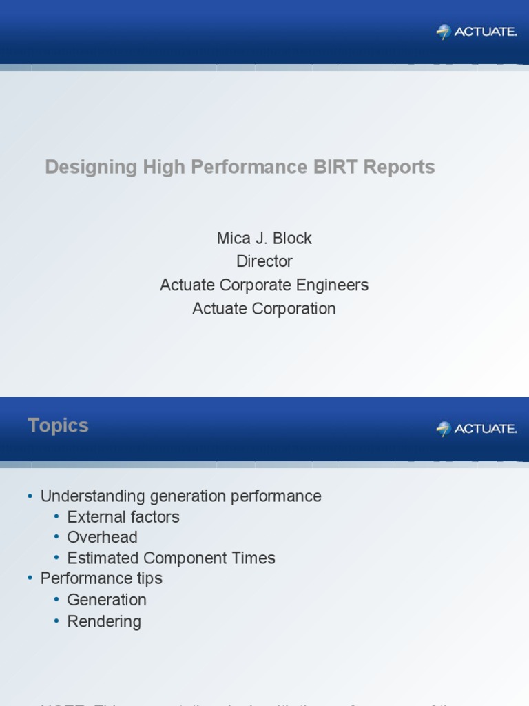 Designing High Performance BIRT Reports | PDF | Xml | Program Optimization