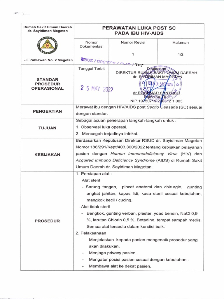 Spo Perawatan Luka Post SC Pada Ibu Hiv-Aids | PDF