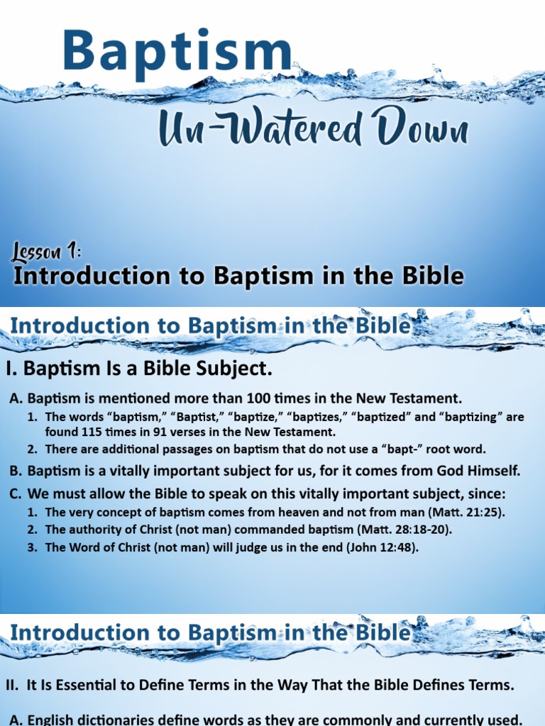 L01 Introduction To Baptism in The Bible | PDF | Baptism | Acts Of The ...