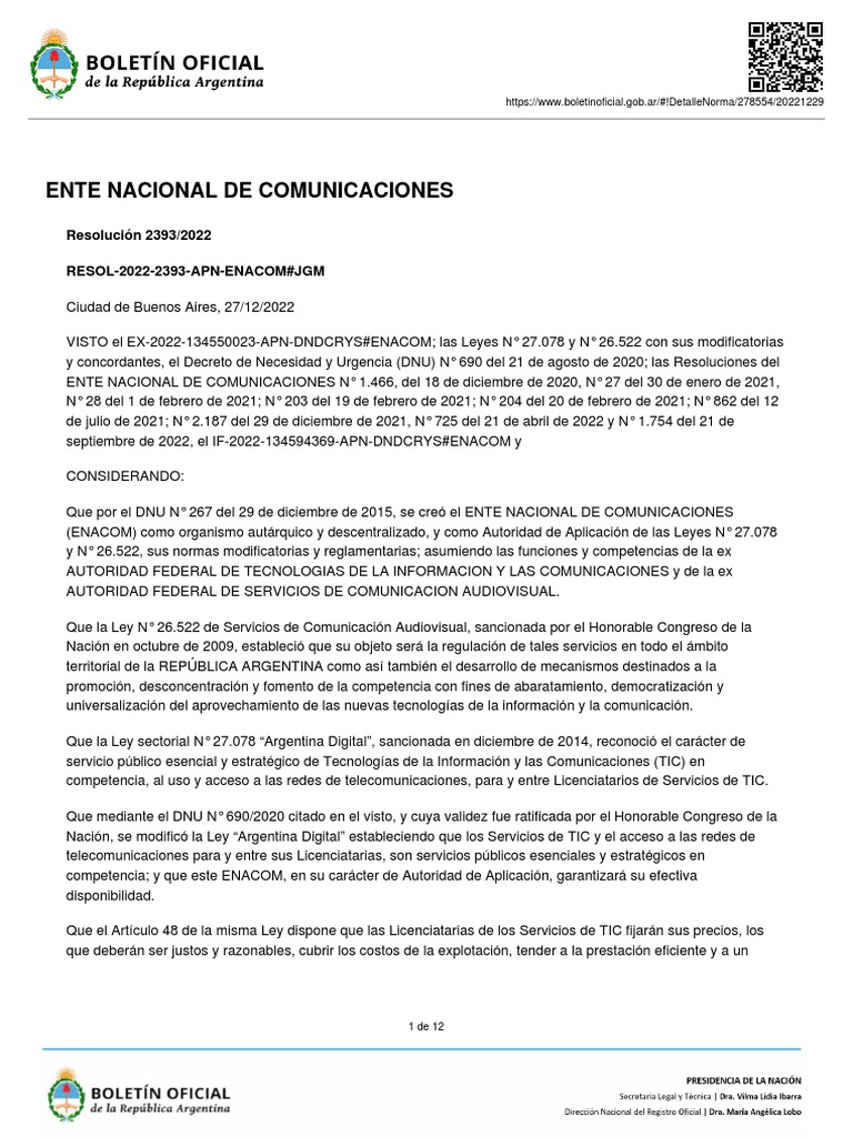Resolución 2393/2022 | PDF | Tecnología de información y comunicaciones ...
