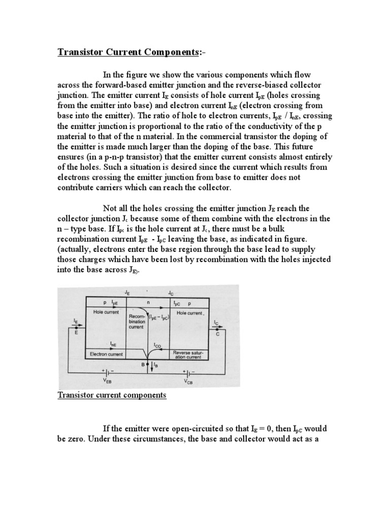 Transistor Current Components | PDF | Bipolar Junction Transistor | P–N ...
