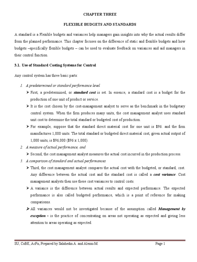 Chapter 3 Flexible Budgets and Standards | PDF | Cost Accounting | Profit (Economics)