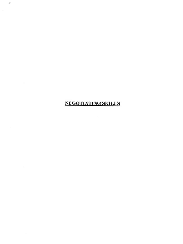 Negotiating Skills | PDF | Negotiation | Bargaining
