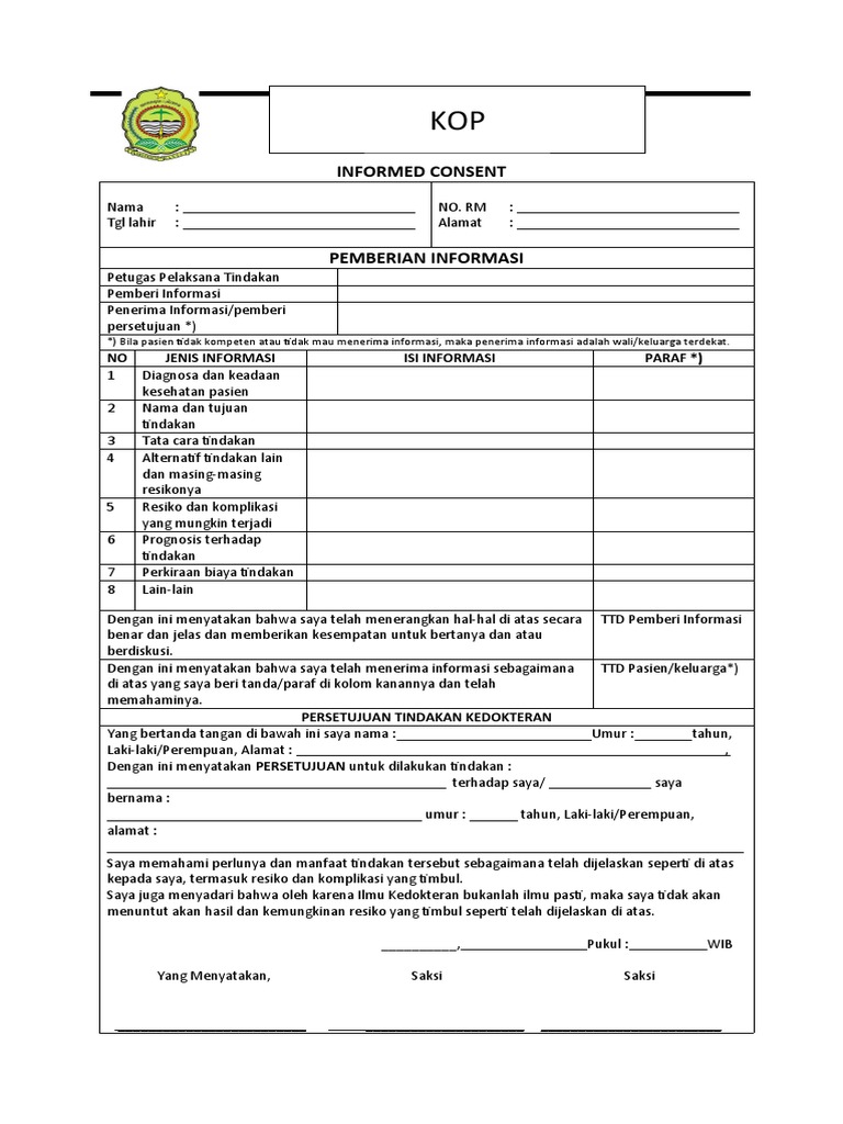 Formulir Persetujuan Medis | PDF | Ilmu Sosial | Pengembangan Diri
