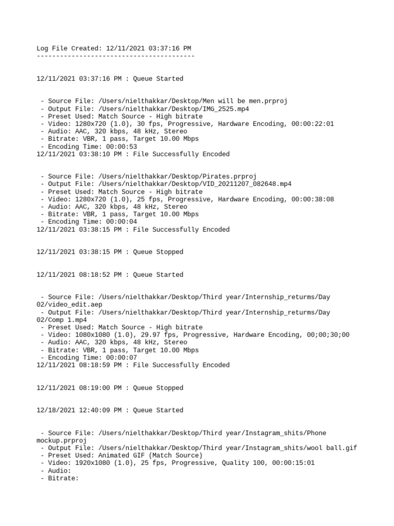AMEEncoding Log | PDF | Bit Rate | Data Compression