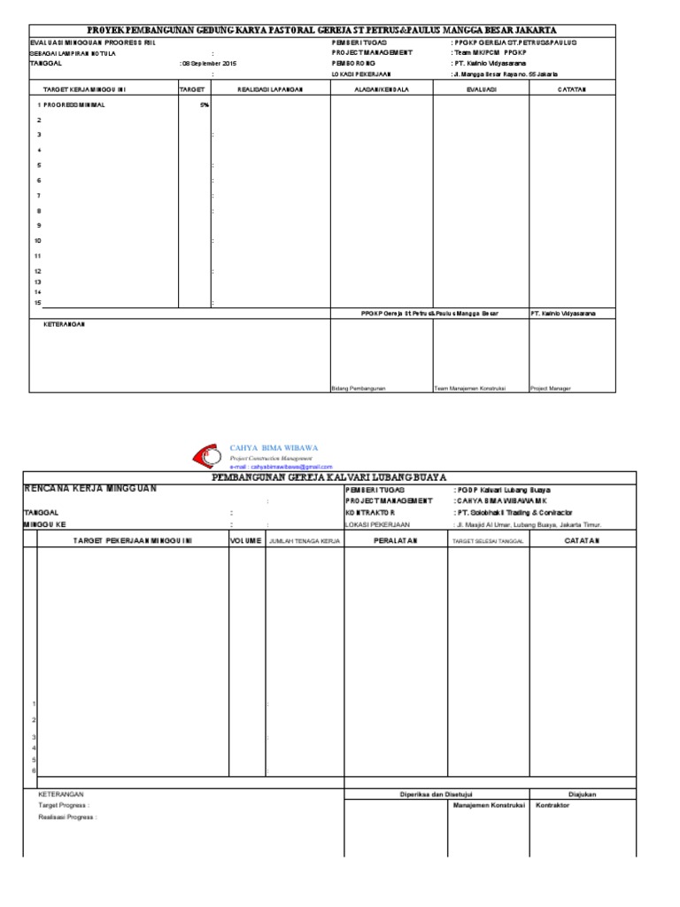 Rencana Kerja Mingguan | PDF