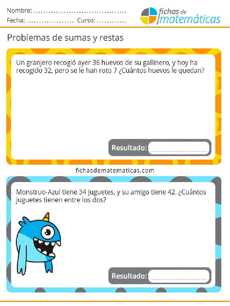 Problemas de Sumas y Restas | PDF