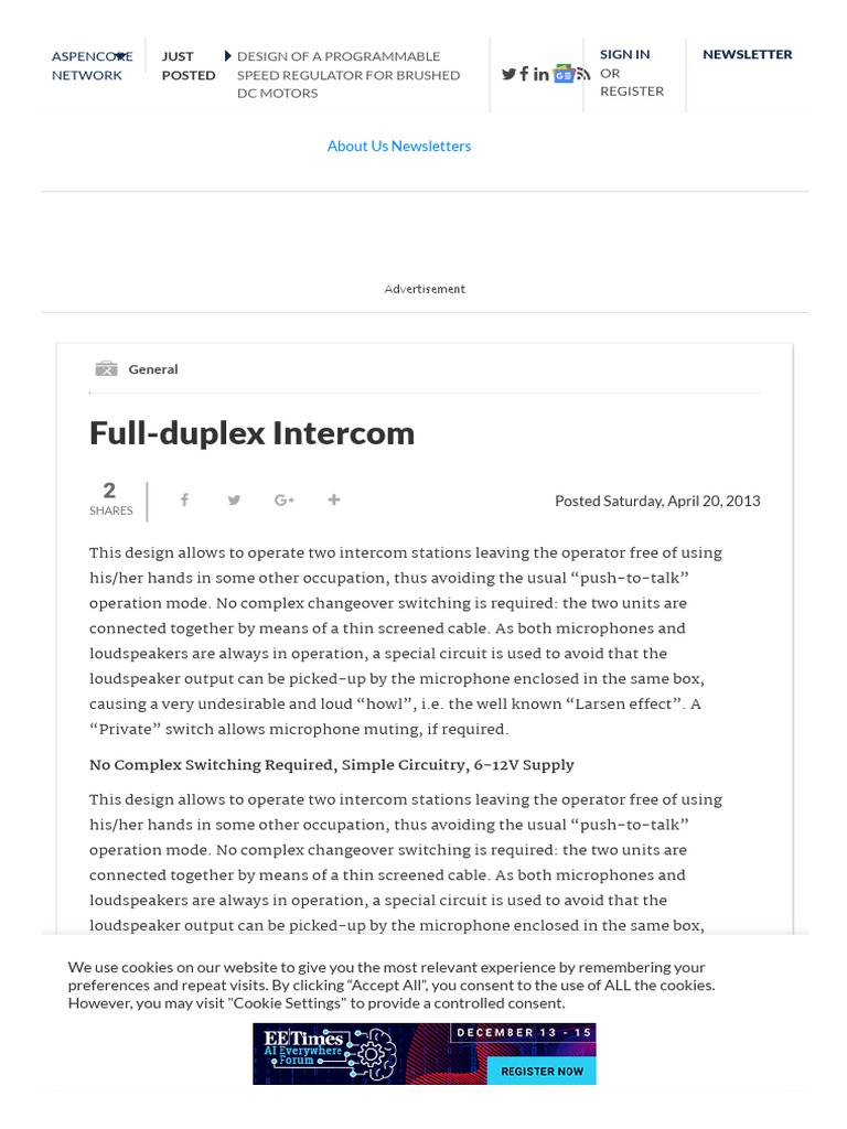 Full-Duplex Intercom - EEWeb | PDF | Capacitor | Electrical Network