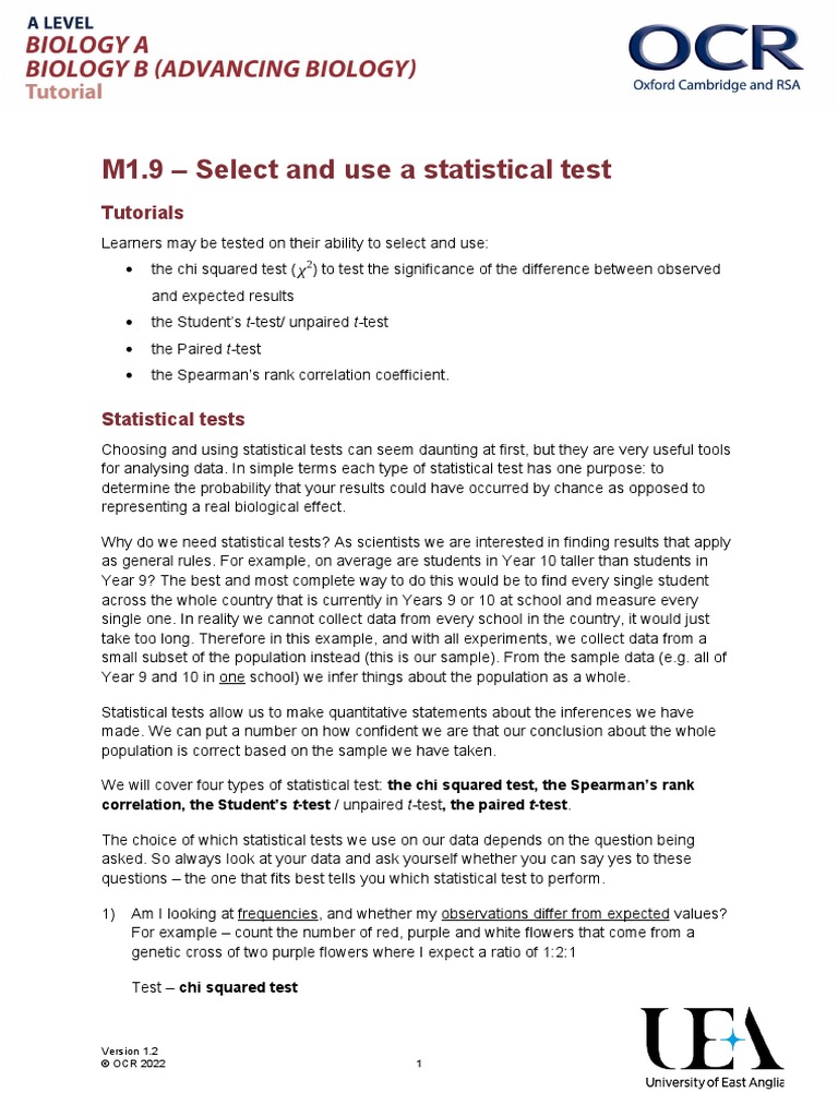 m1.9 Tutorial | PDF | Student's T Test | Statistics
