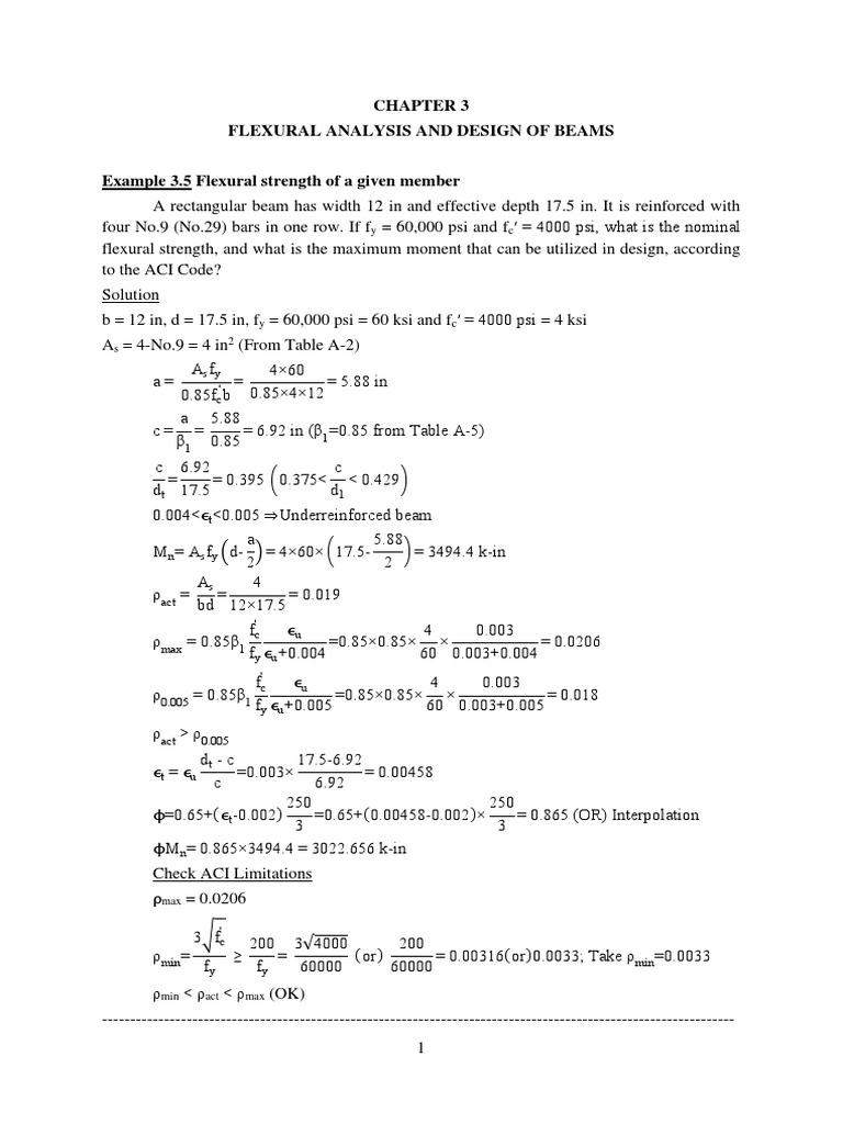 Flexural Analysis and Design of Beams (Examples) | PDF | Beam ...