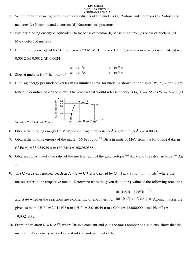 Nuclear Physics Practice Sheet | PDF