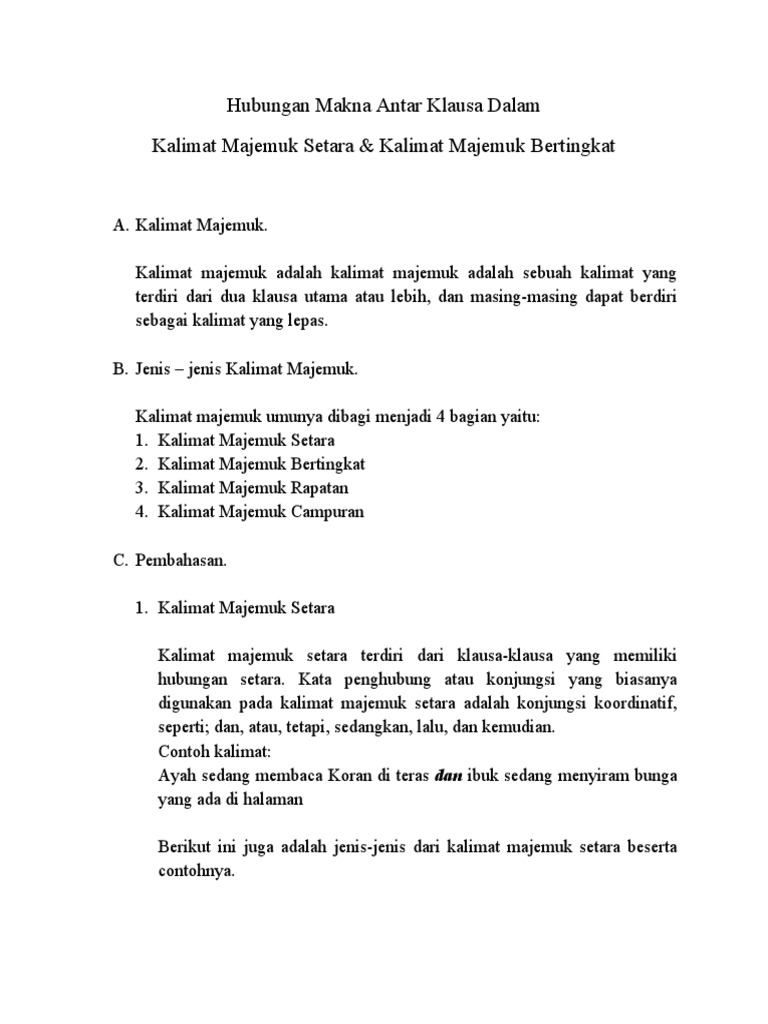 Hubungan Makna Antar Klausa Dalam KMS Dan KMB | PDF