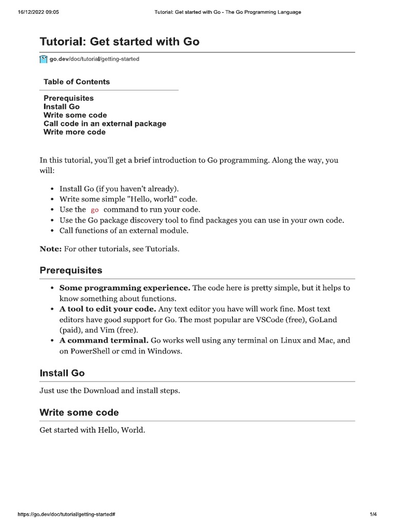 Tutorial - Intro Go - en | PDF
