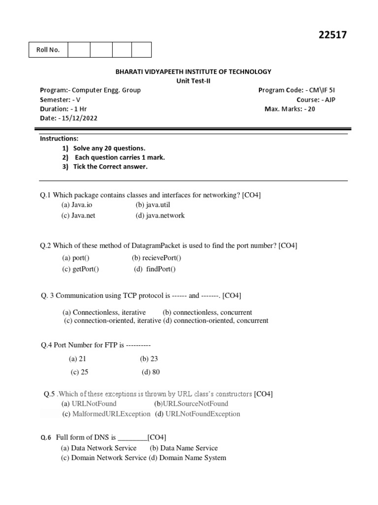 Computer Engineering Unit Test II | PDF | Network Architecture | Data ...