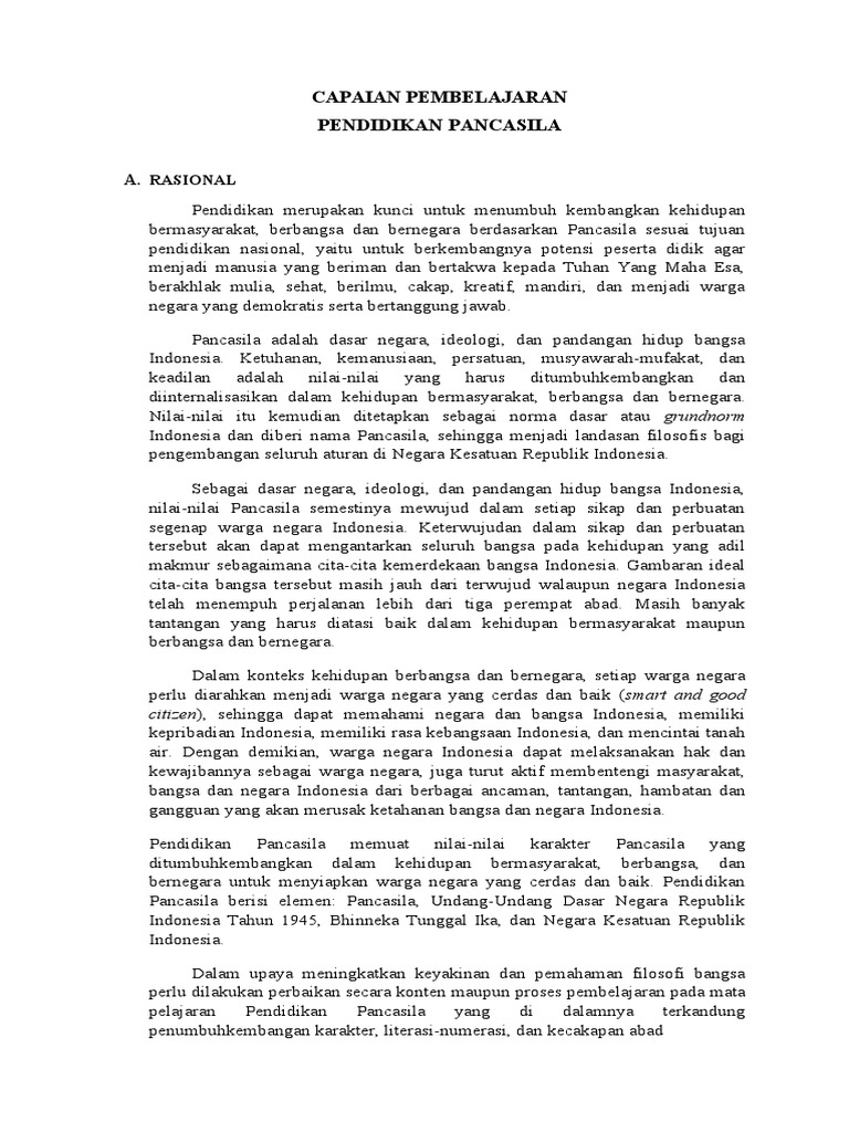 CP Pendidikan Pancasila KLS 4 | PDF