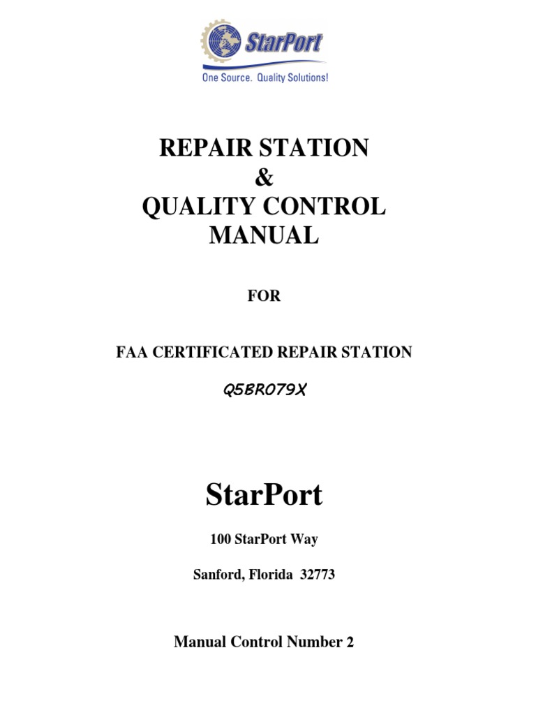 FAA Repair Station Quality Control Manual | PDF | Federal Aviation ...